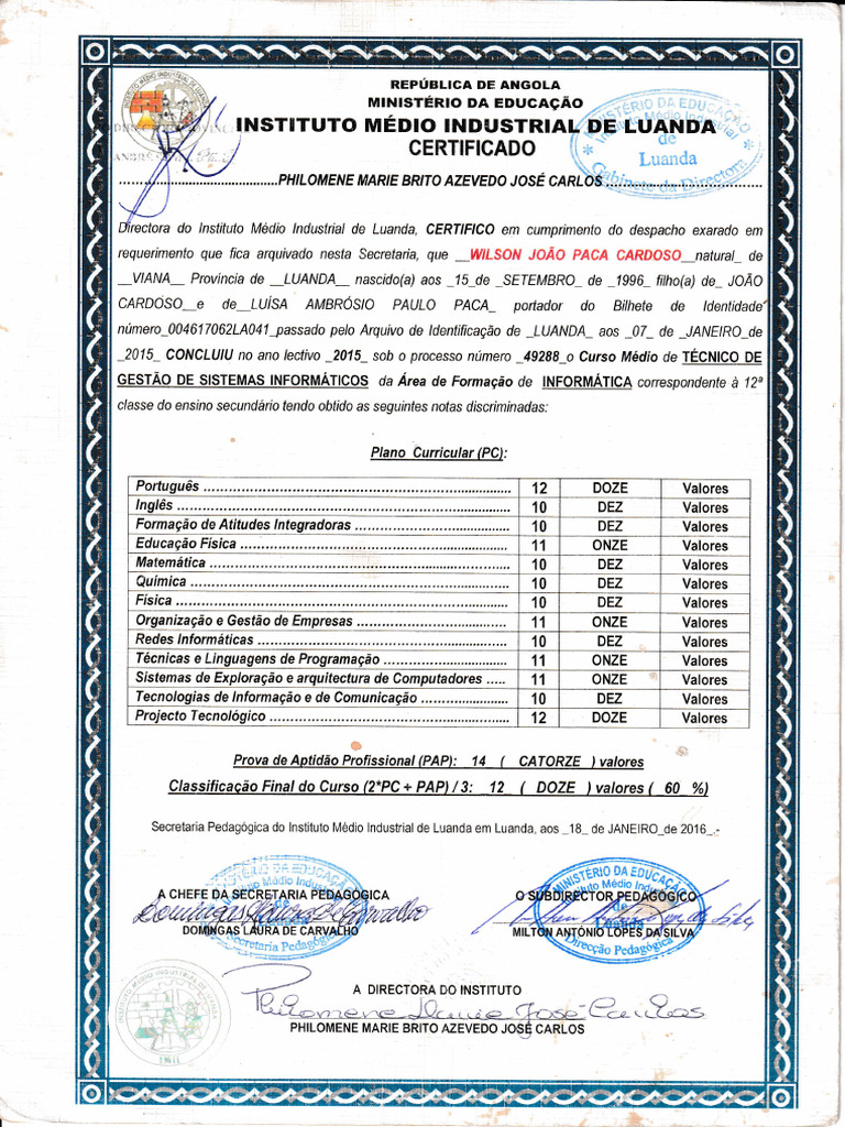 Instituto Medio Industrial de Luanda | PDF