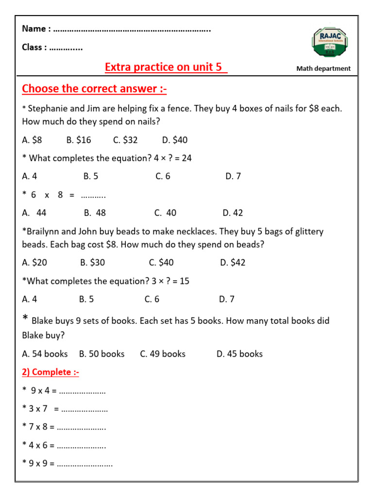 Extra Practice On Unit 5, 6 | PDF