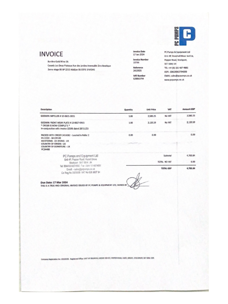 Invoice PC Pums | PDF