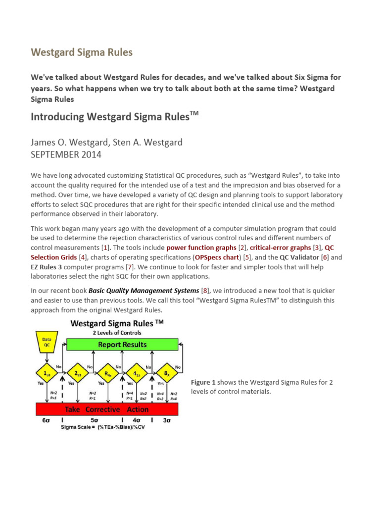 Westgard Sigma Rules | PDF | Standard Deviation