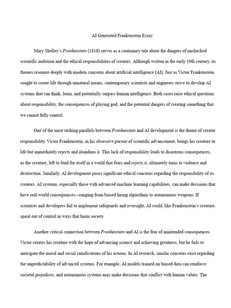 Frankenstein Essay | PDF | Artificial Intelligence | Intelligence (AI ...