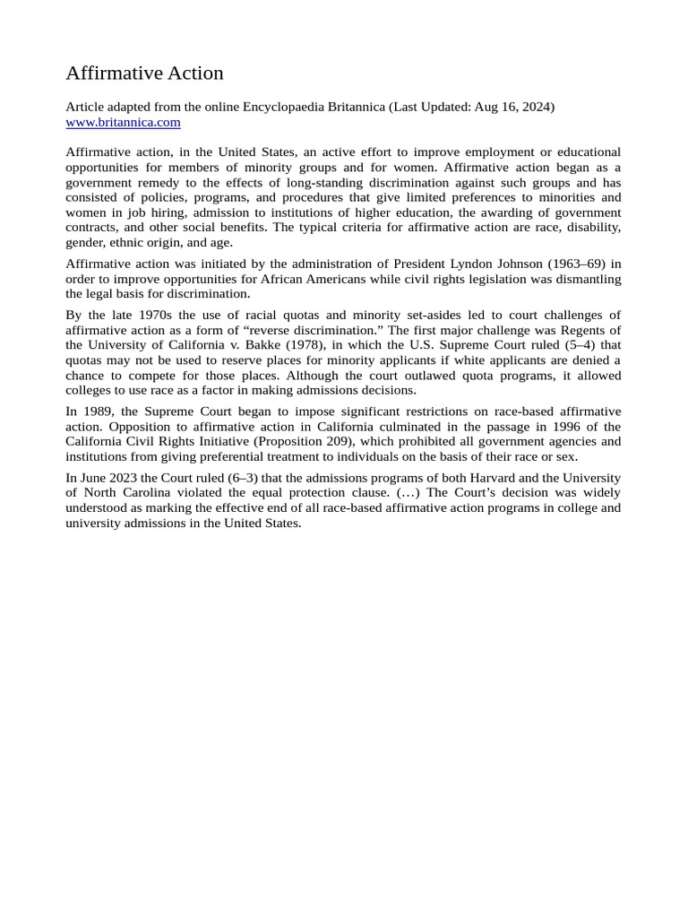 Doc7 - Affirmative Action Def | PDF