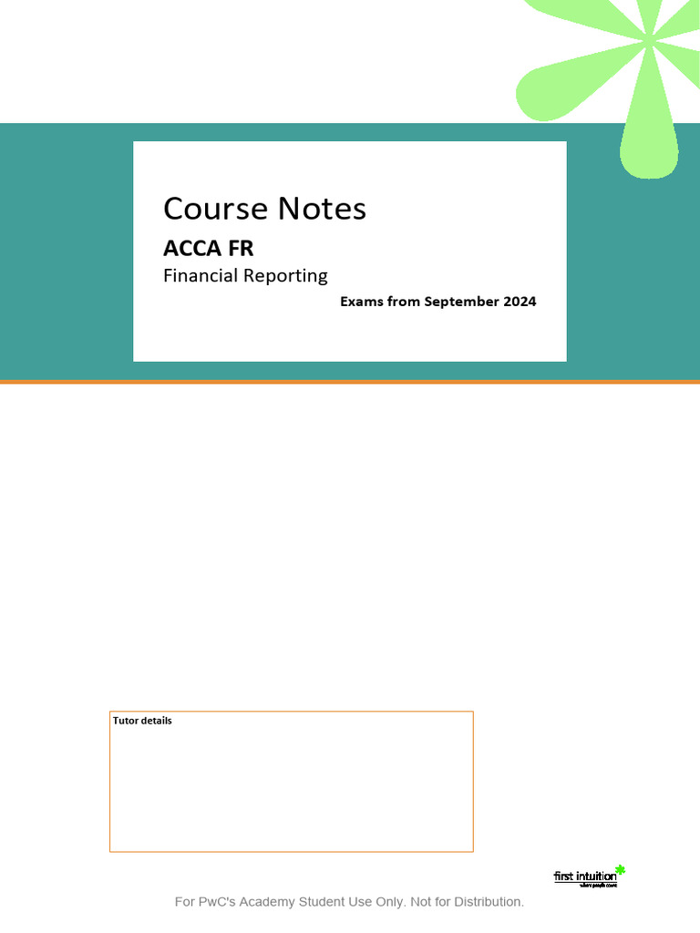 ACCA FR - Course Notes | PDF | Goodwill (Accounting) | Balance Sheet