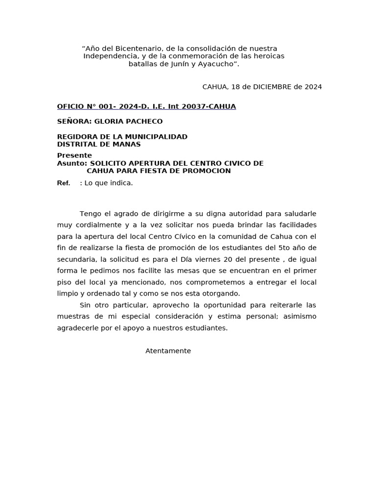 Solicitud de Local | PDF