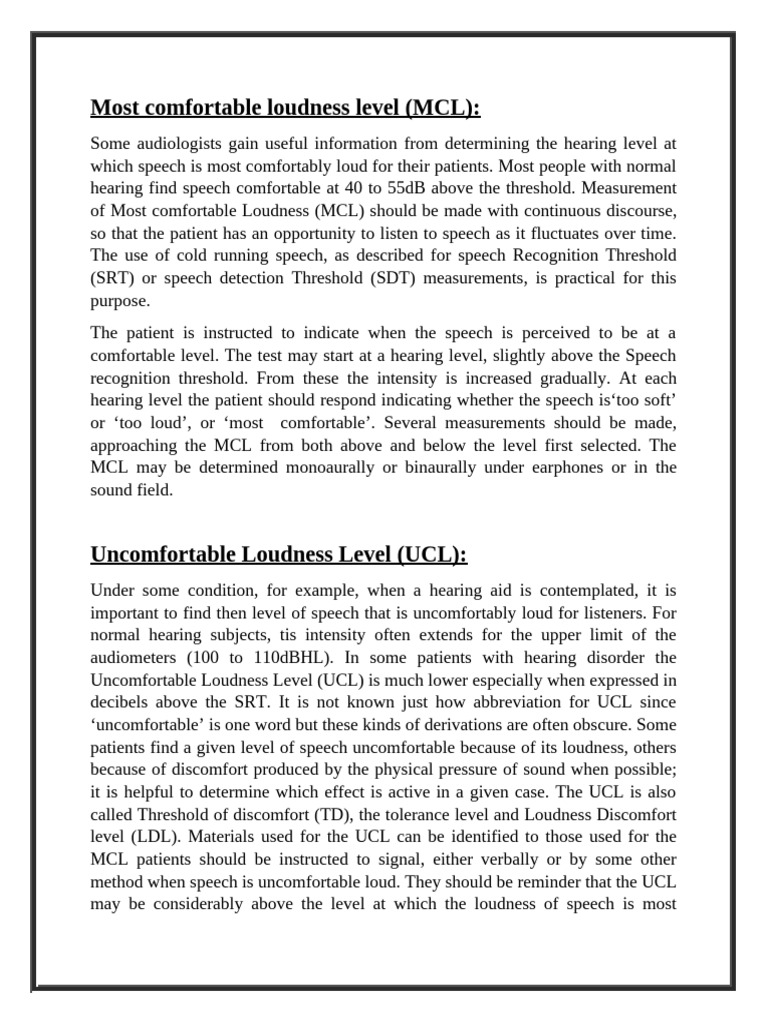 Most comfortable loudness level | PDF | Speech | Hearing