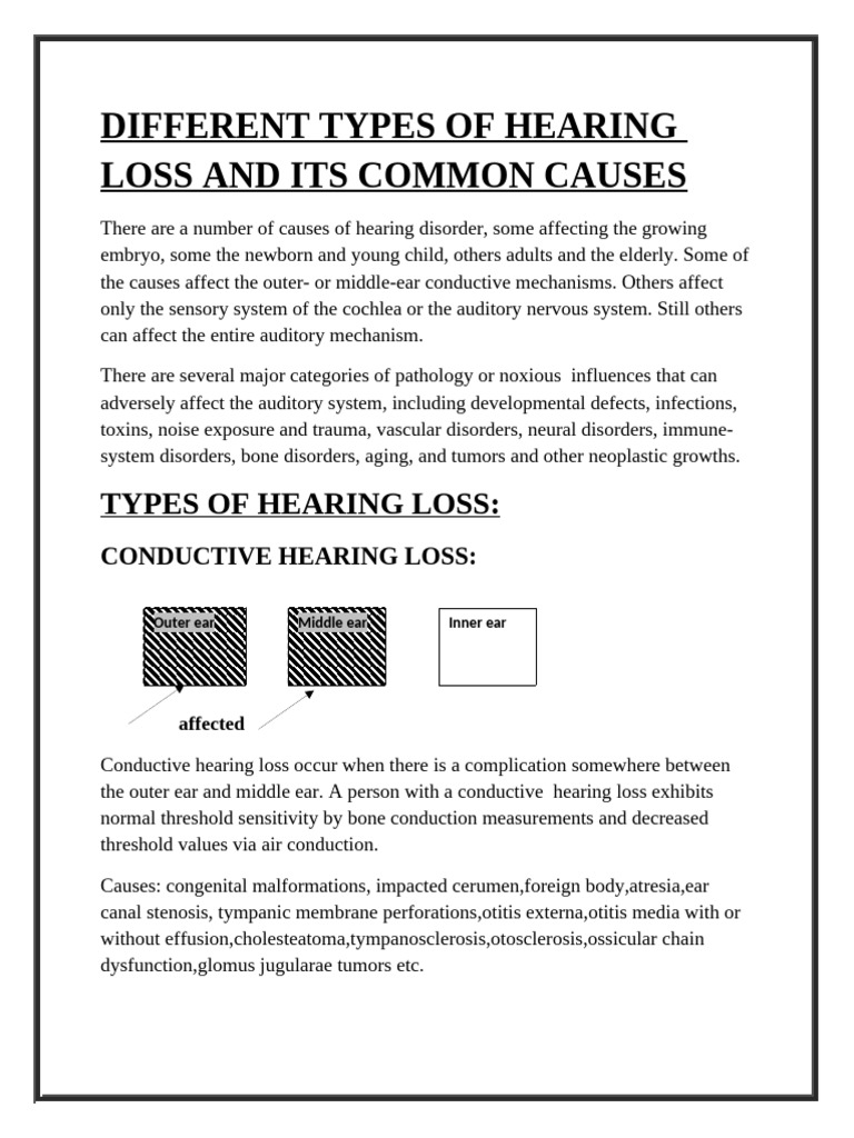 Different Types of Hearing Loss and Its Common Causes | PDF | Hearing ...