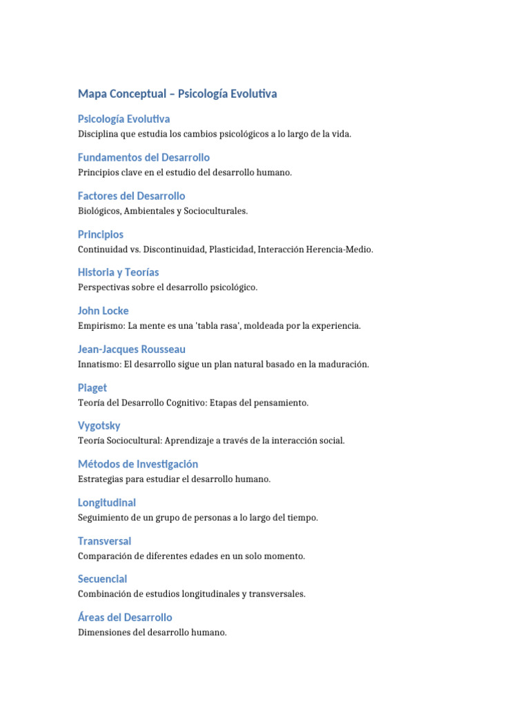 Mapa Conceptual Psicologia Evolutiva Exposicion | PDF
