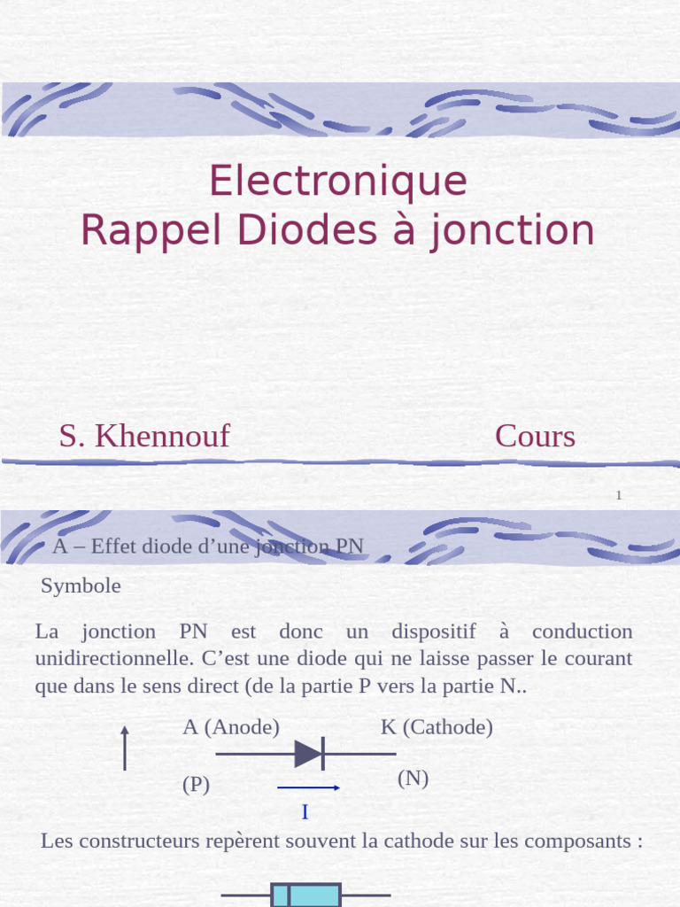 Cours Rappel Diodes À Jonction | PDF | Diode | Redresseur