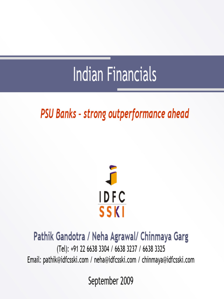 PSU Banks - SSKI Sep09 - PDF | PDF | Economies | Economics