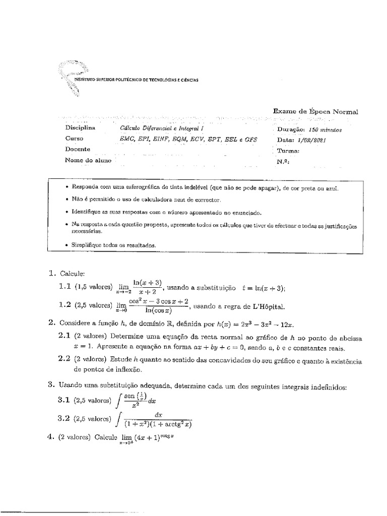 Exame Calc1 | PDF