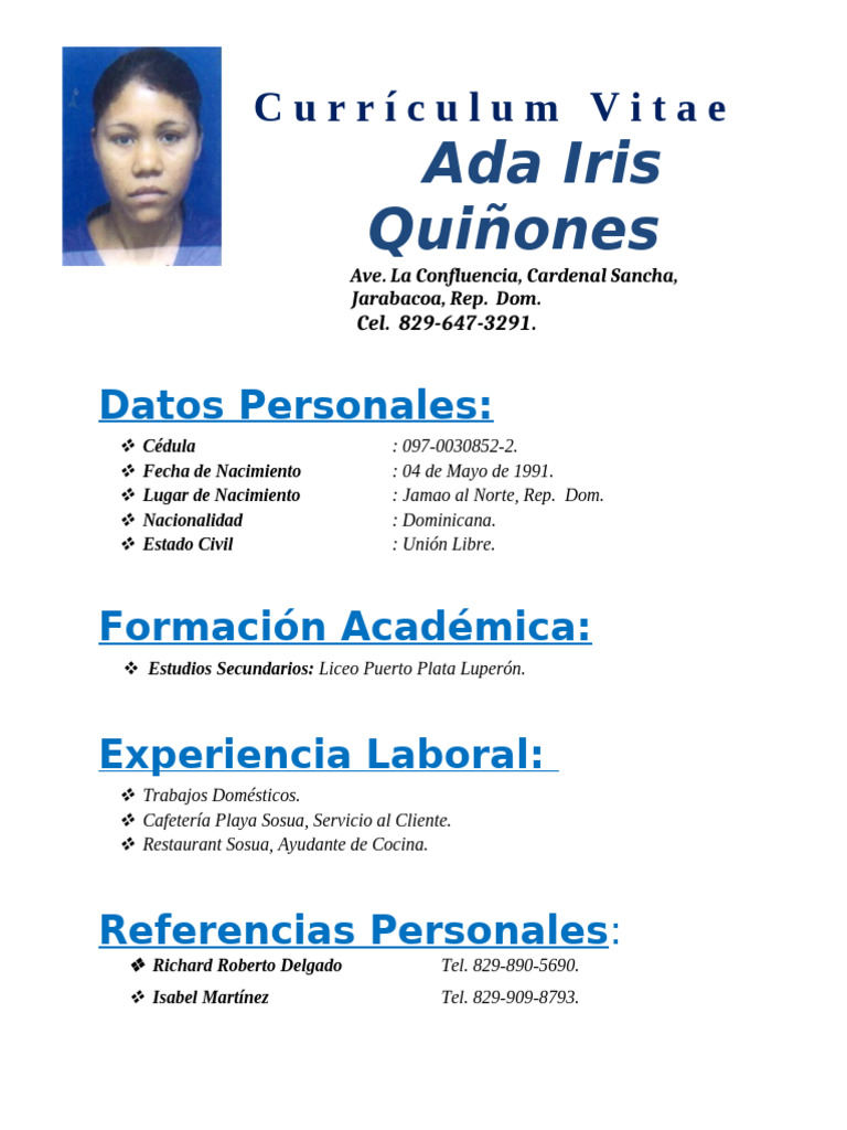 Currículum Vitae de Ada Iris Quiñones | PDF