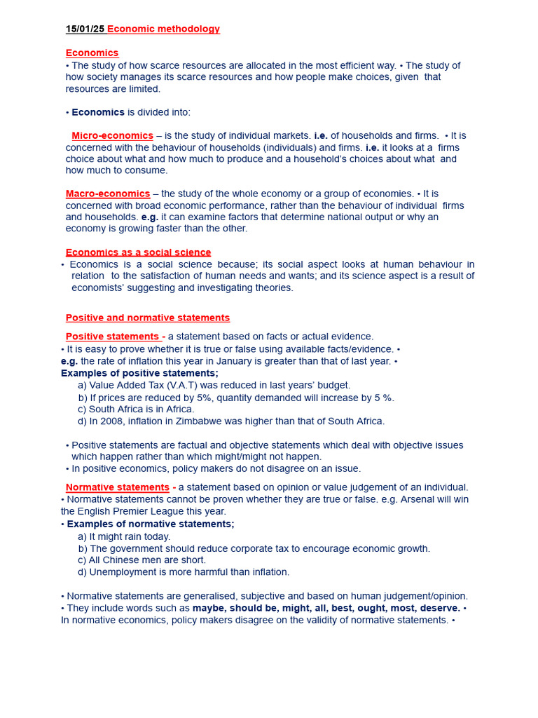 Lesson 2. 1 - Economic Methodology | PDF | Economics | Political Economy