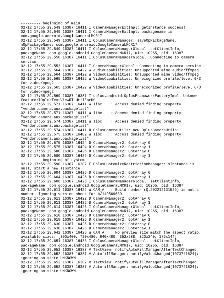 Android Camera Debug Log | PDF | Computing | Software