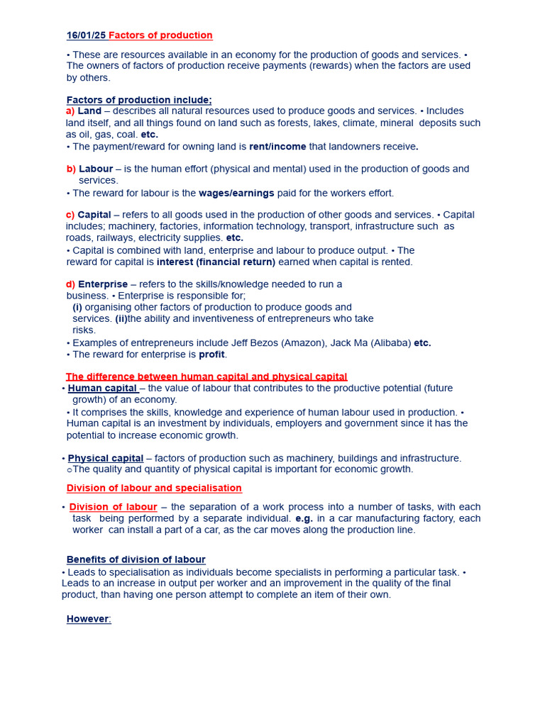 Lesson 3. 1 - Factors of Production 2 | PDF | Capital (Economics ...