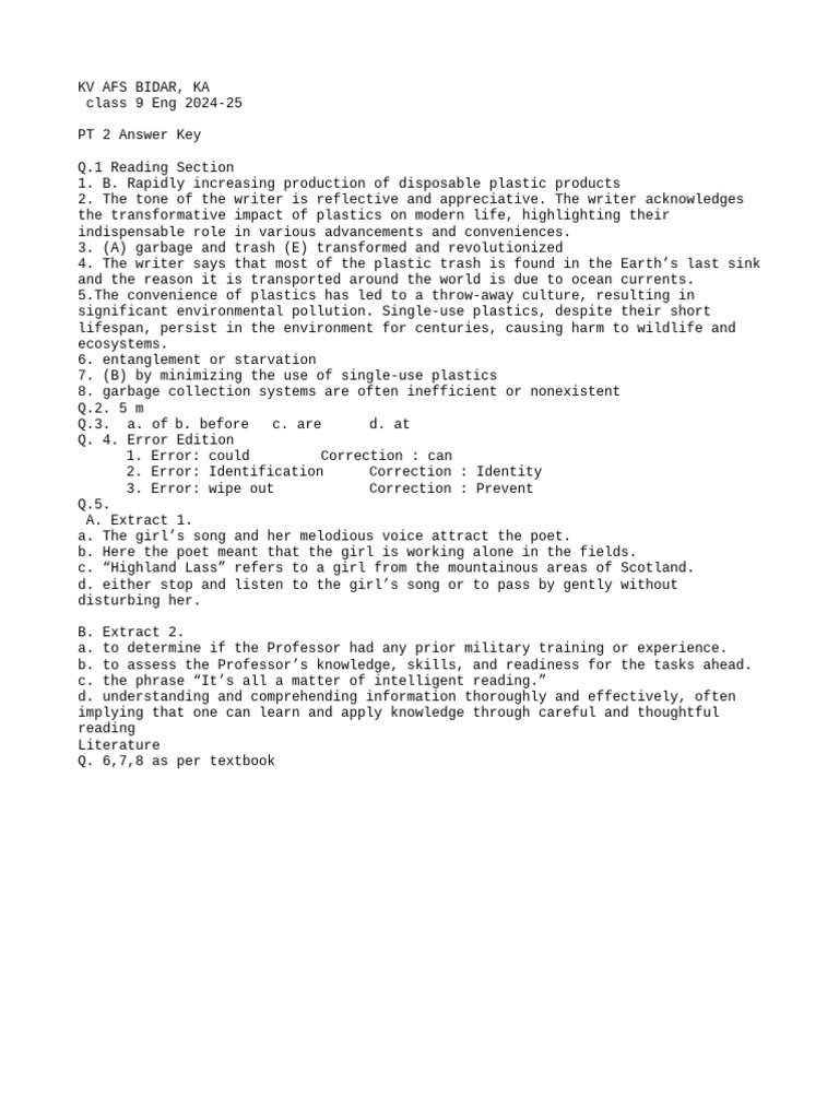 Class 9 Eng MS PT 2 - 121336 | PDF