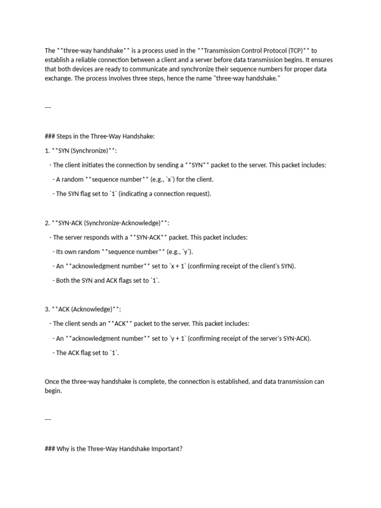 Three Way Handshake | PDF | Transmission Control Protocol ...
