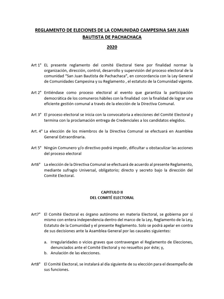REGLAMENTO DEL COMITE ( PROPUESTO rev yh) final | PDF | Votación | Elecciones
