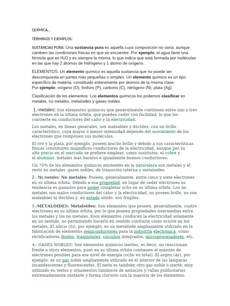 QUÍMICA | PDF | Elementos químicos | Compuestos químicos