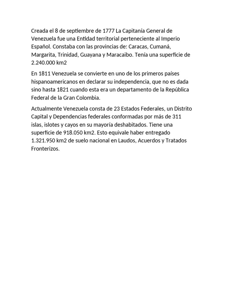 Capitanía General de Venezuela 1777 | PDF