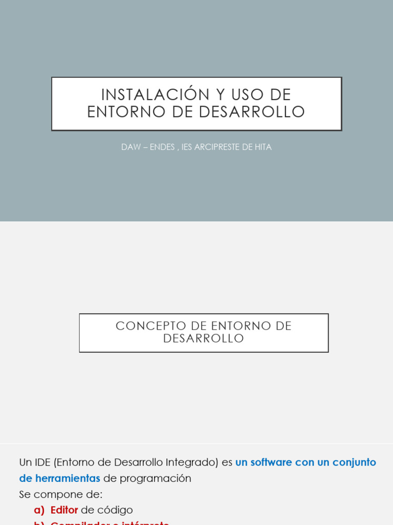 ED02 Instalación y Uso de Entornos de Esarrollo | PDF | Entorno de ...