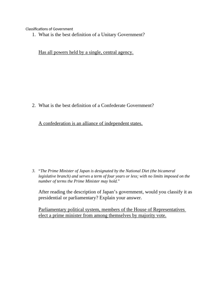 Classifications of Government | PDF