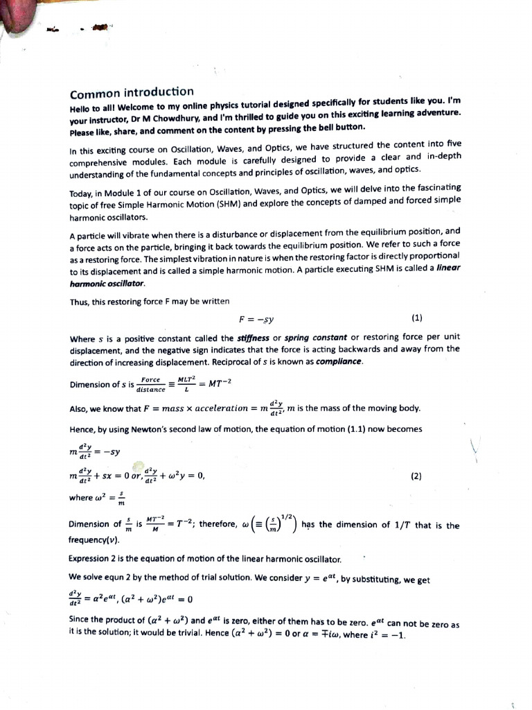 Oscillation Phy | PDF | Oscillation | Damping