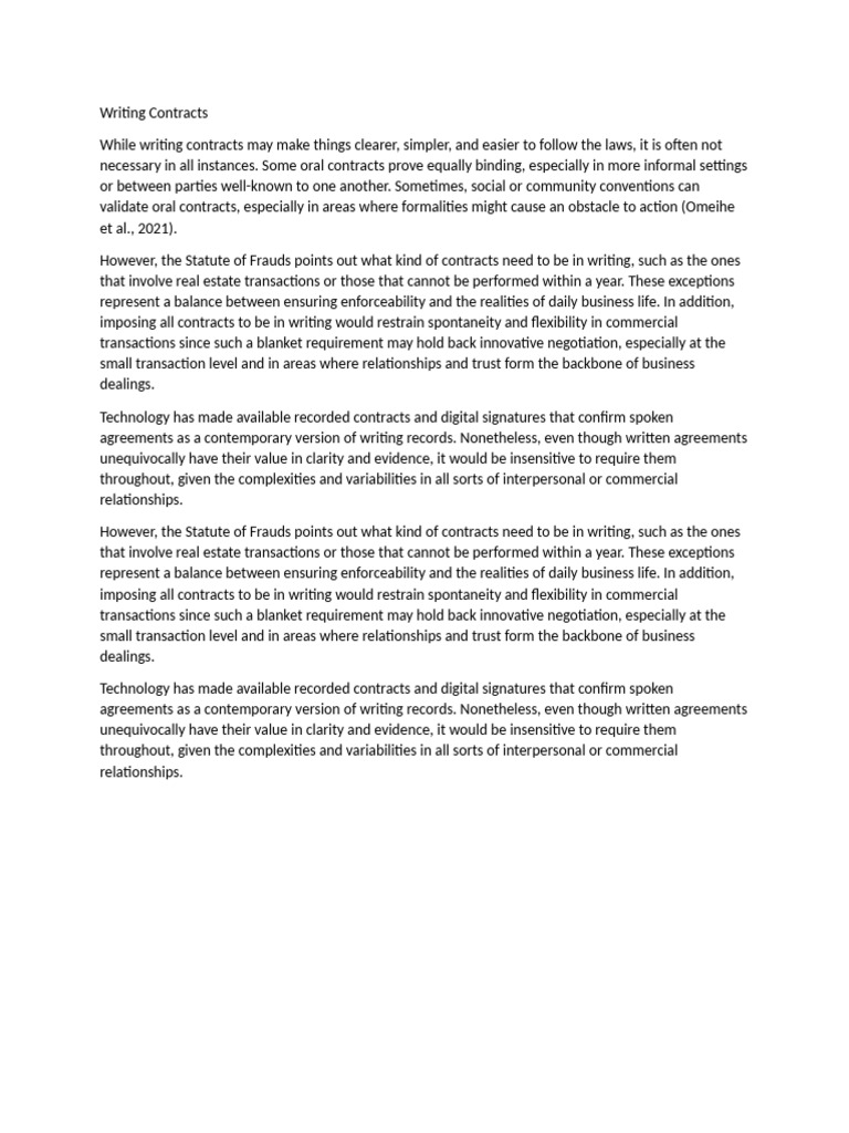 Understanding Written vs. Oral Contracts | PDF