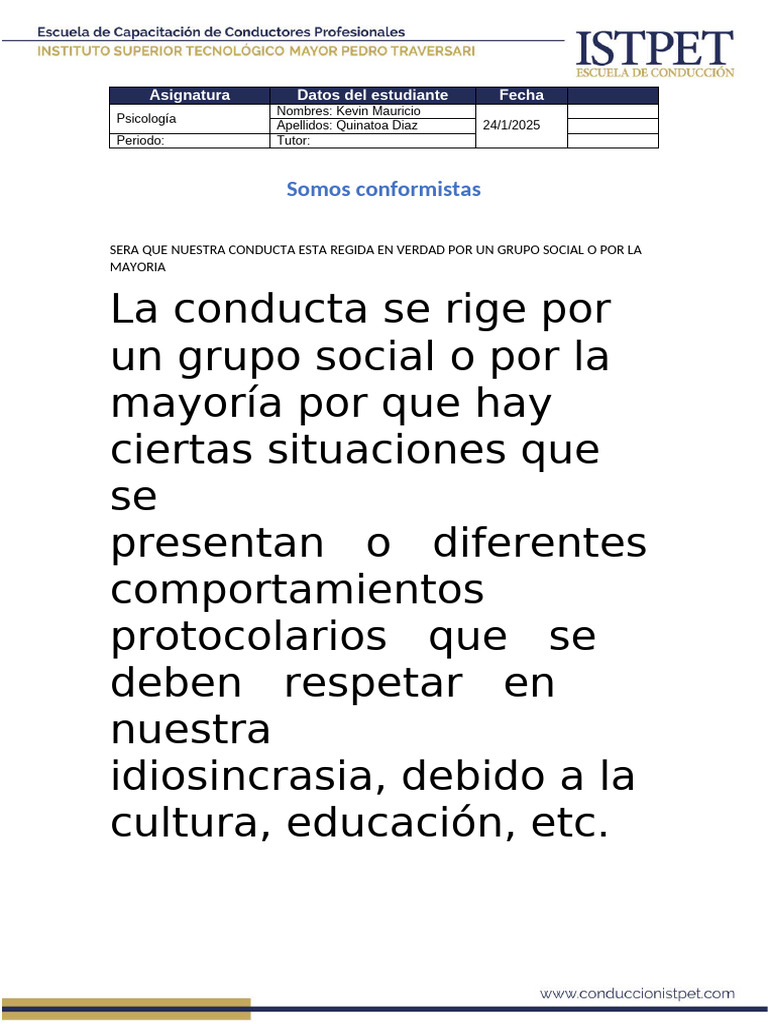 Influencia Social en la Conducta Humana | PDF | Comportamiento | Grupo ...