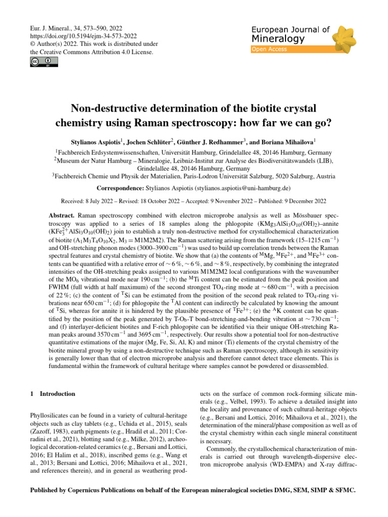 Non-Destructive Biotite Analysis via Raman | PDF | Raman Spectroscopy ...