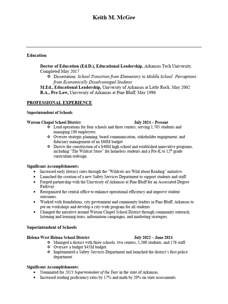 McGee Resume | PDF | Teachers | Schools