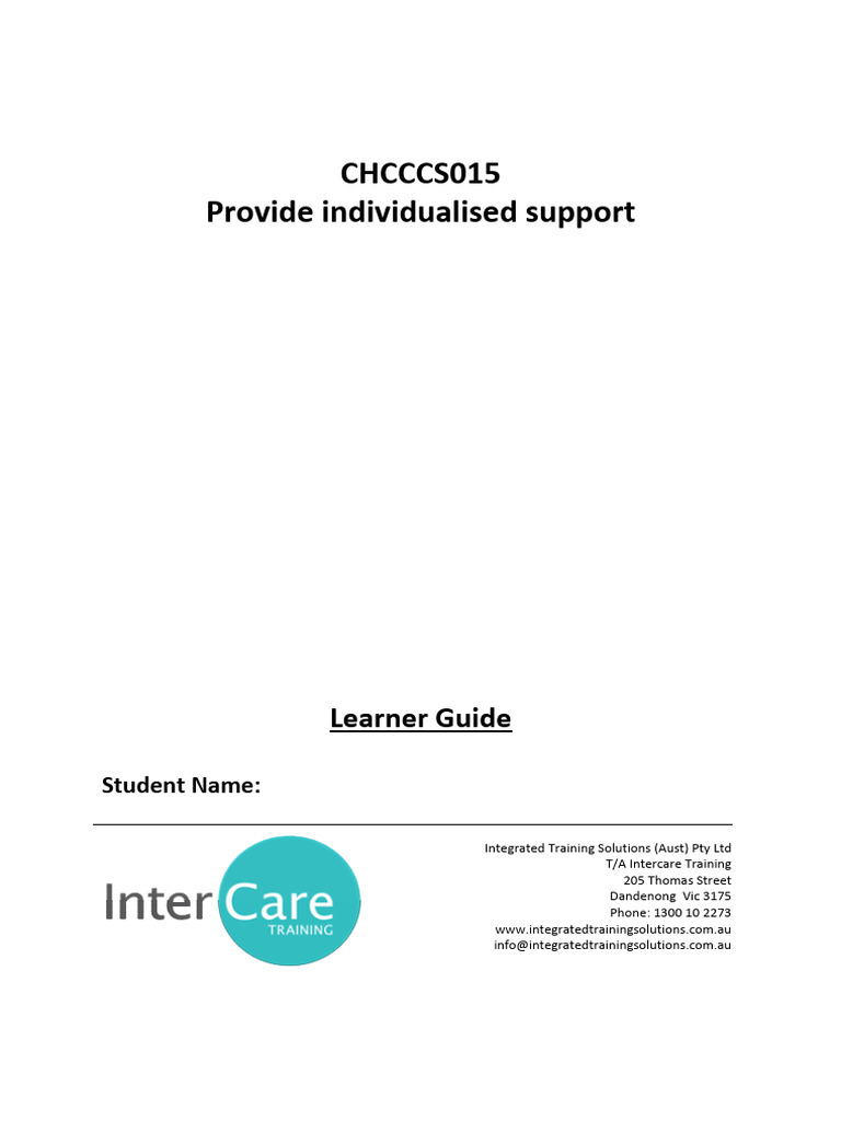 CHCCCS015 Provide Individualised Support Resource InterCare1 | PDF | Rights | Confidentiality