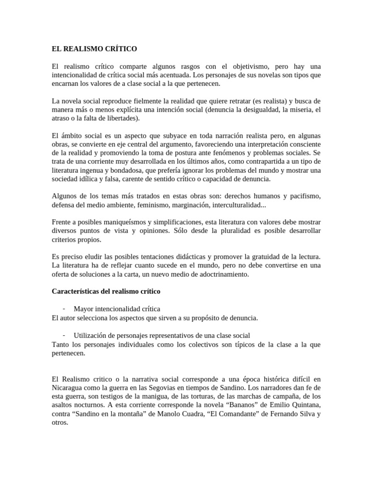 El Realismo Crítico | PDF | Realismo literario | Realismo (Artes)