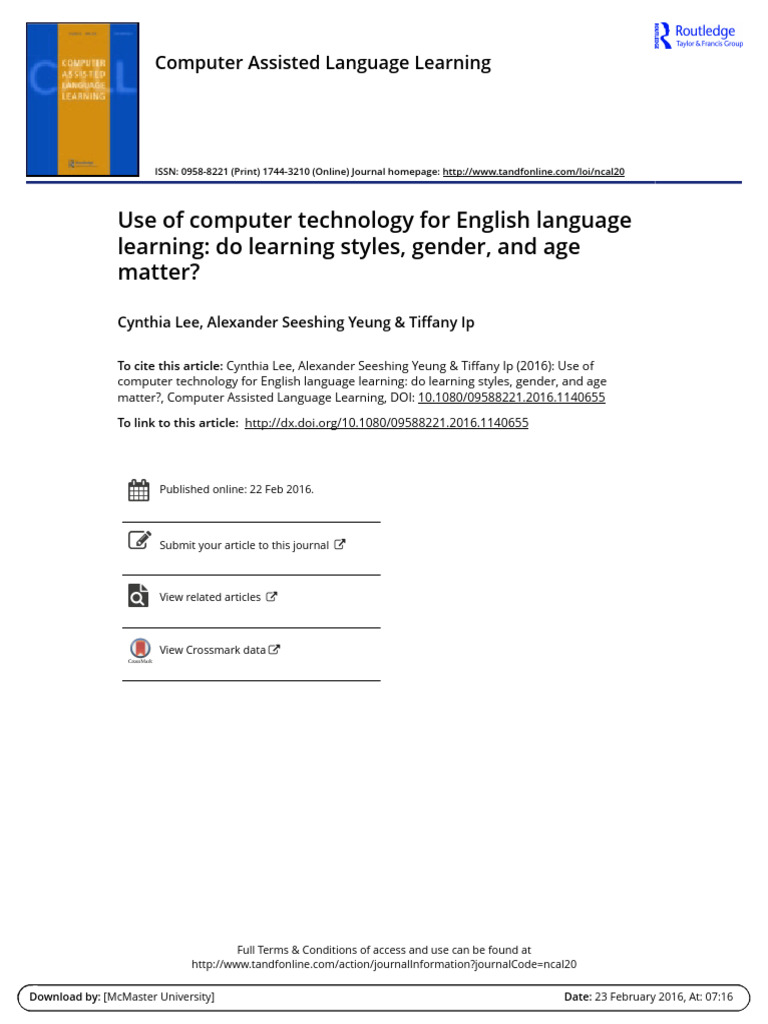 Lee 2016 | PDF | Learning Styles | Structural Equation Modeling