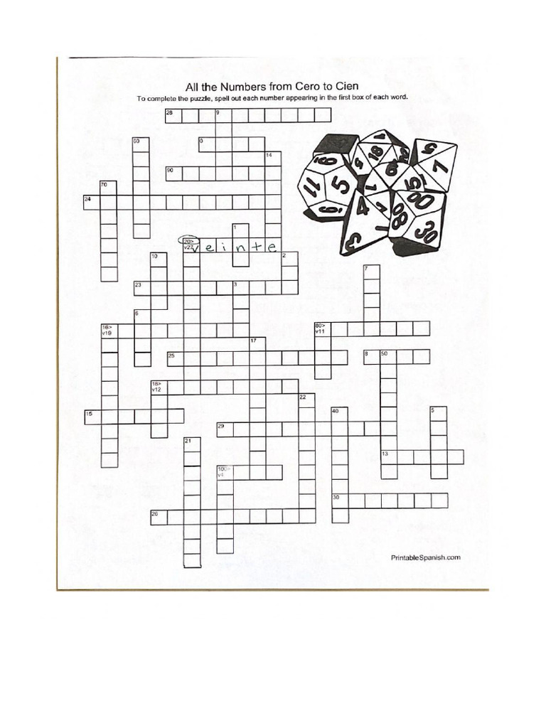 Crossword Numbers 1-100 | PDF