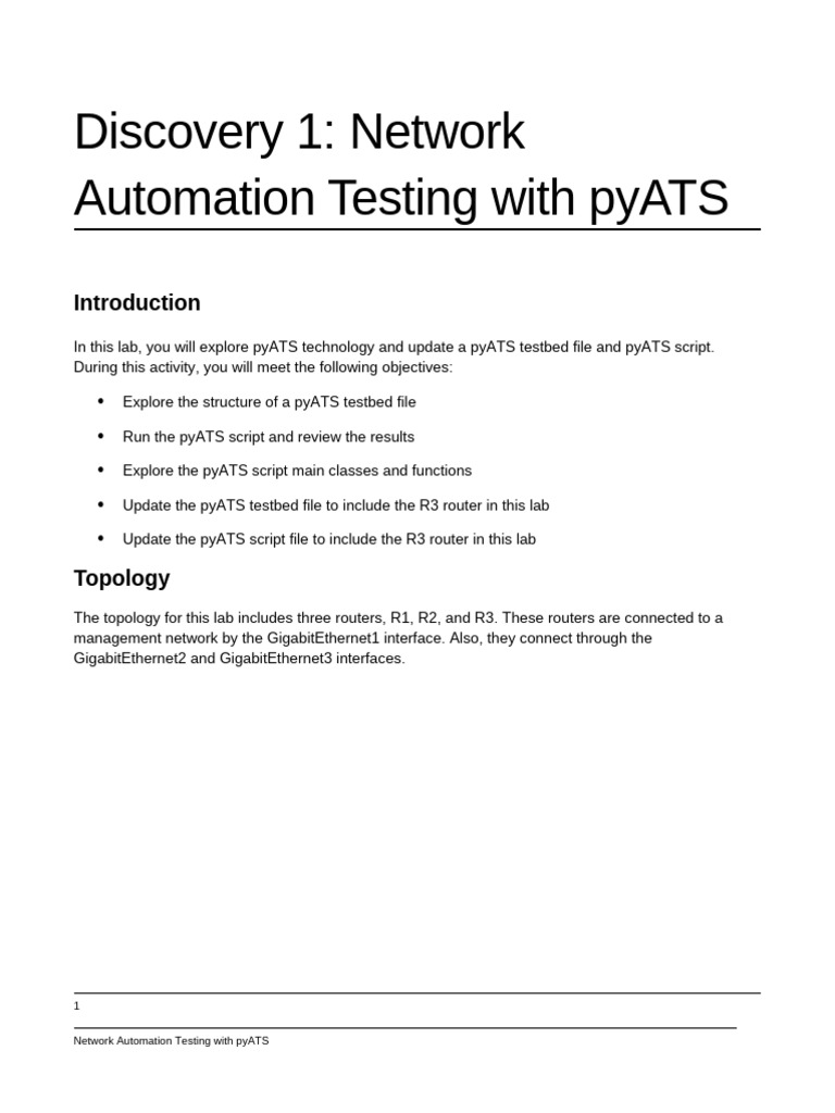 LAB 1 - Network Automation Testing pyATS - 0714c | PDF | Computing ...