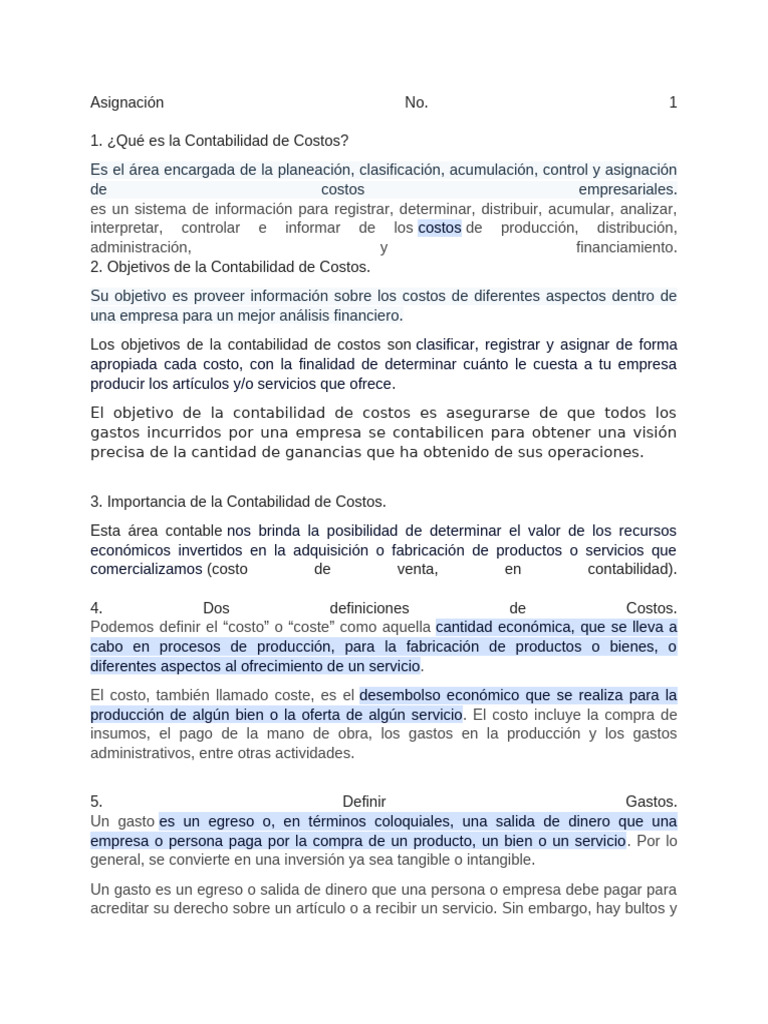 Contabilidad de Costos: Conceptos y Funciones | PDF | Contabilidad | Business