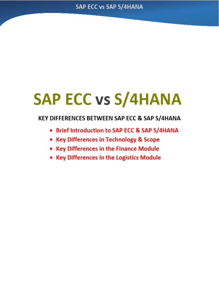 SAP ECC Vs S - 4 HANA | PDF | Warehouse | Databases