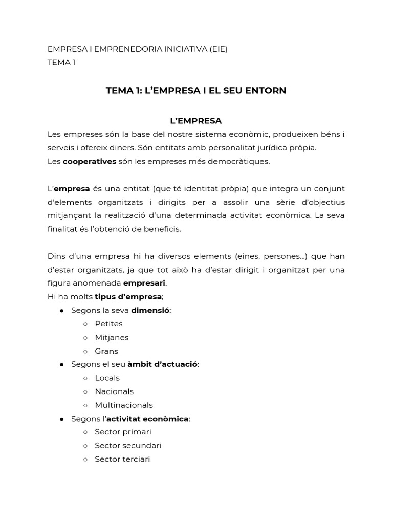 Resum Eie Tema 1 | PDF