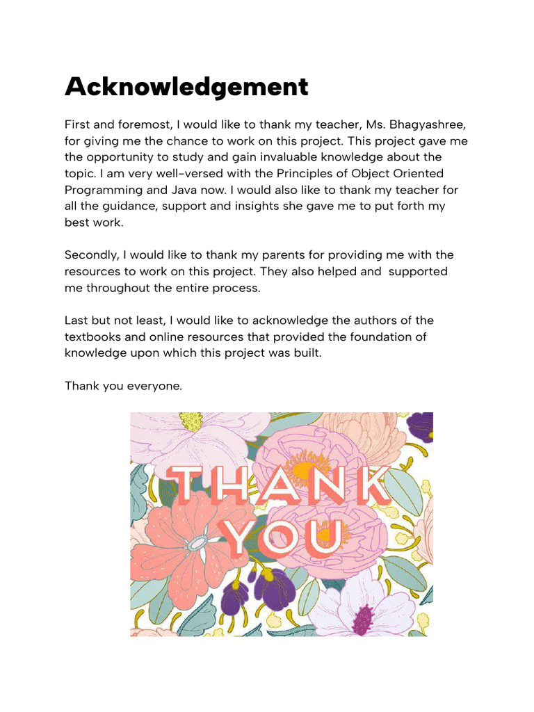 Computer Project - Acknowledgement, Preface, Bibliography | PDF