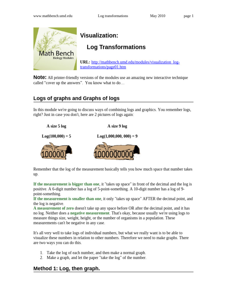 Log-Transformations Printer Friendly | PDF | Logarithm | Mathematics