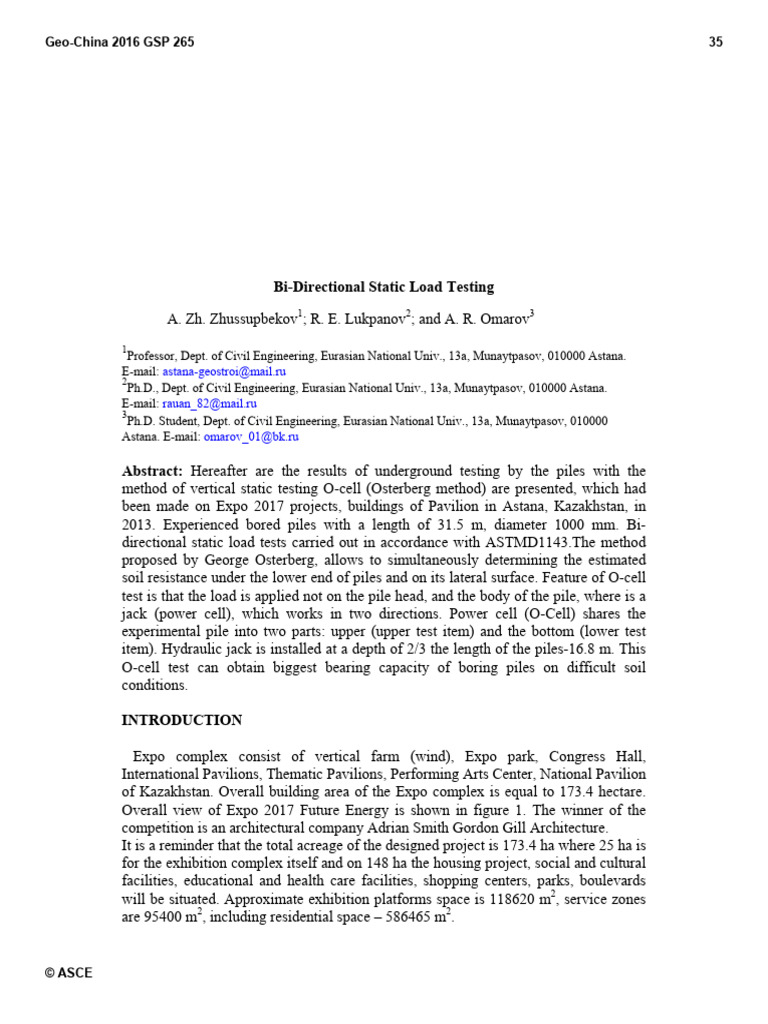 Bi-Directional Static Load Testing | PDF | Deep Foundation | Pressure ...