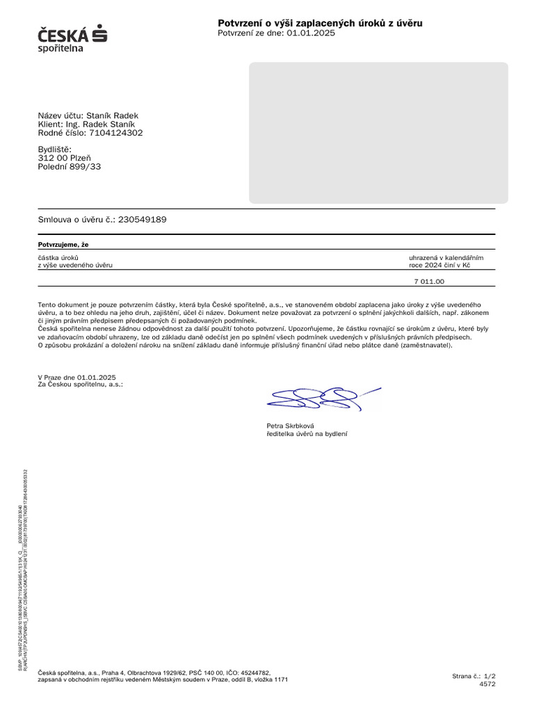 Potvrzeni o Zaplacenych Urocich | PDF