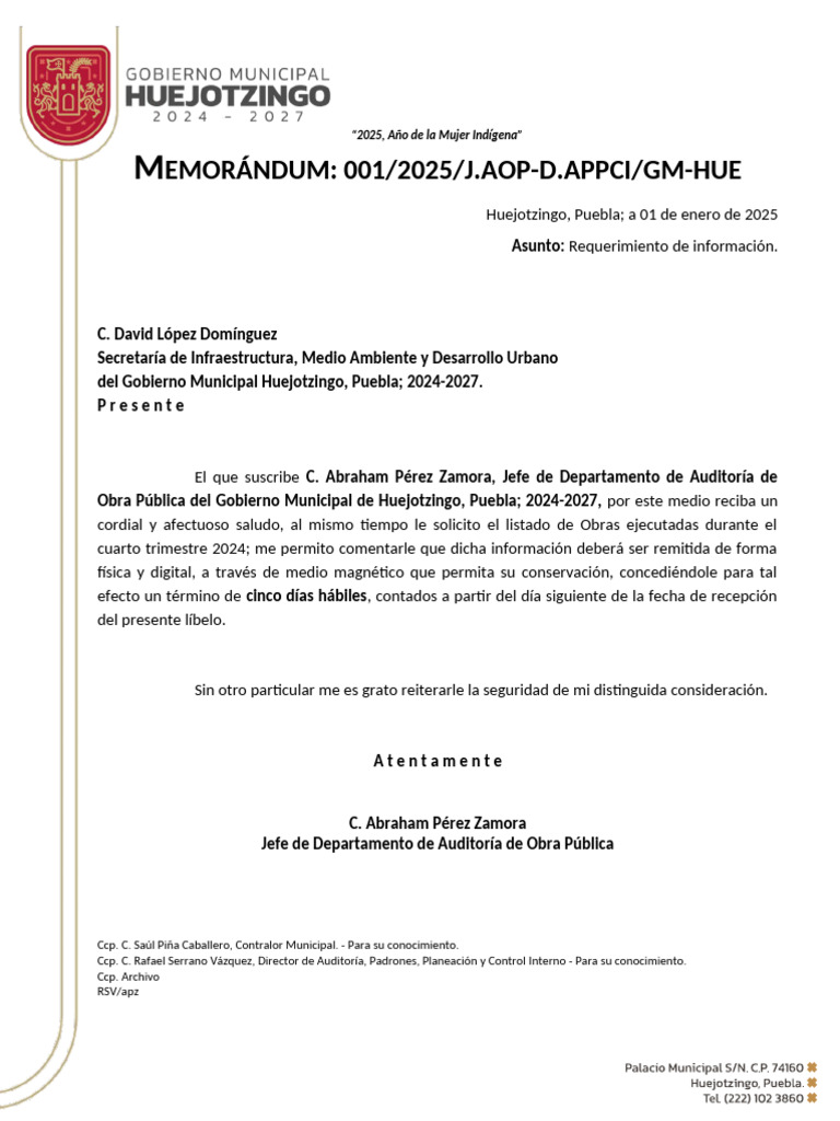 Ejemplos de Memorándum y Oficio | PDF | Gobierno