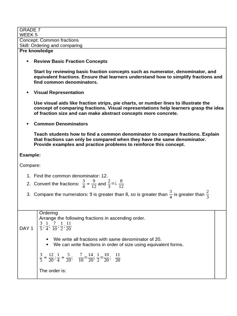 Grade 7 Common Fractions Guide | PDF | Arithmetic | Mathematics