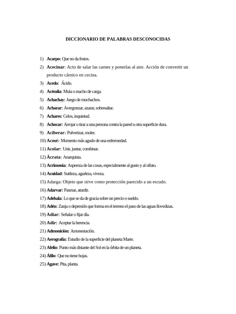 Glosario de Palabras Desconocidas | PDF