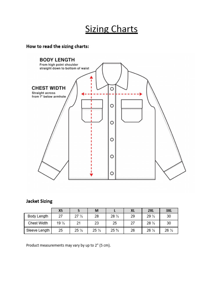 Comprehensive Jacket Sizing Guide | PDF
