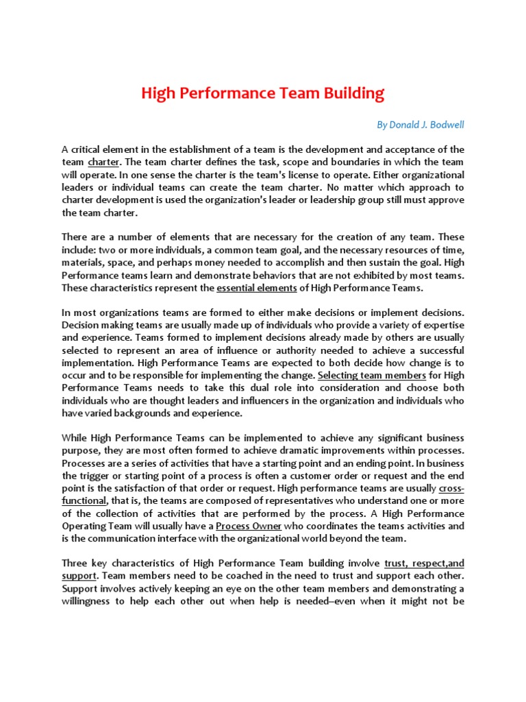 High Performance Teams Guide | PDF | Team Building | Leadership