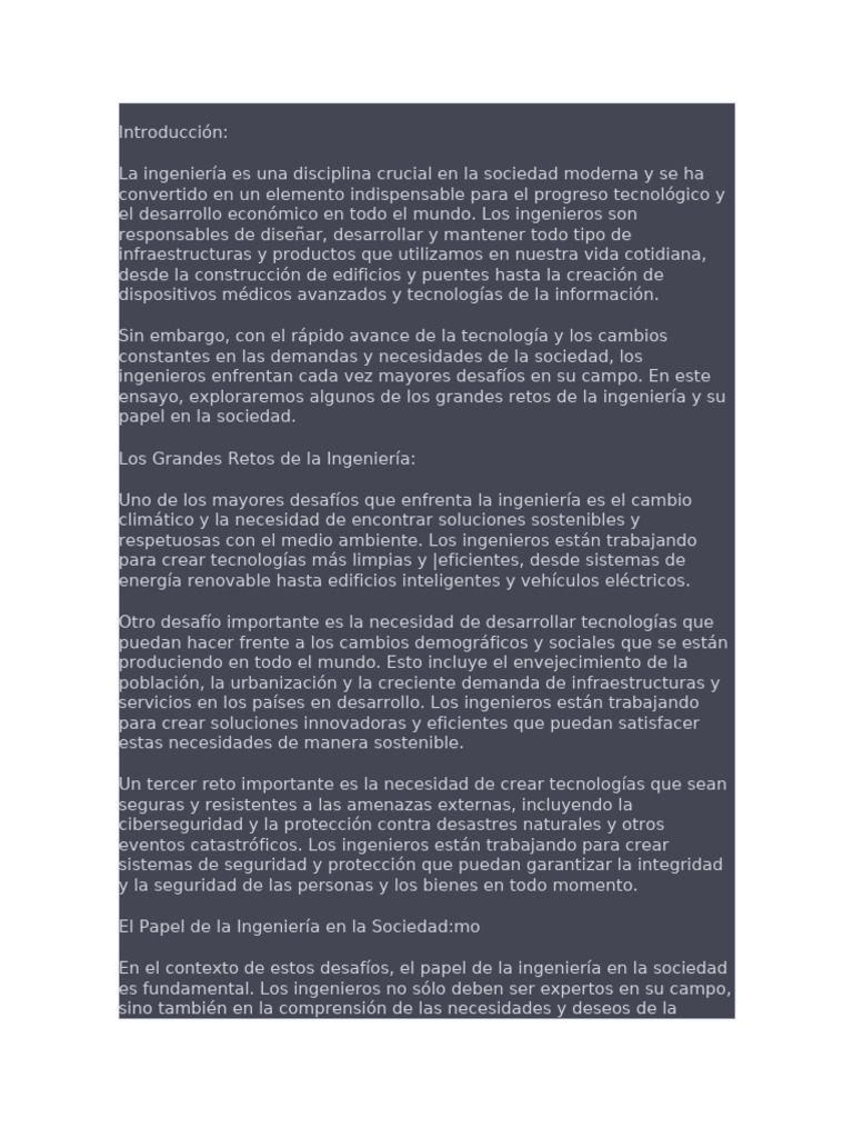 introduccion trabajo | PDF | Ingeniería | Sustentabilidad