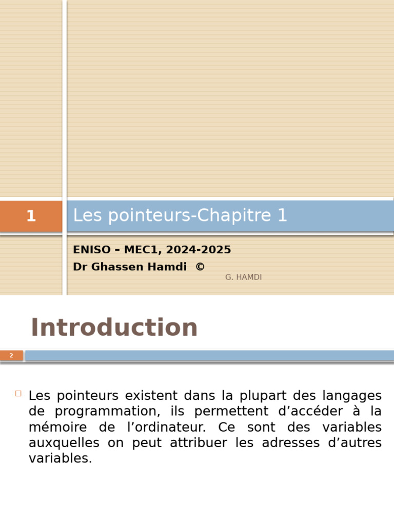 Les Pointeurs | PDF | Pointeur (programmation) | Variable (informatique)