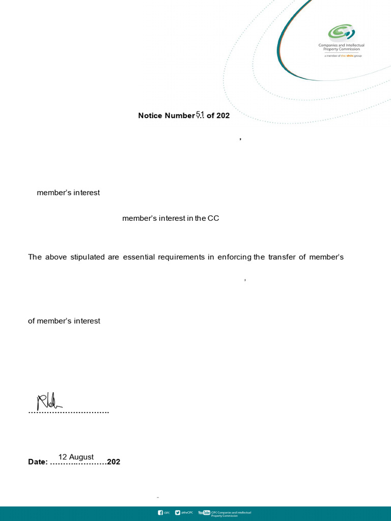 Notice Re Transfer of Members Interest Signed 1 | PDF